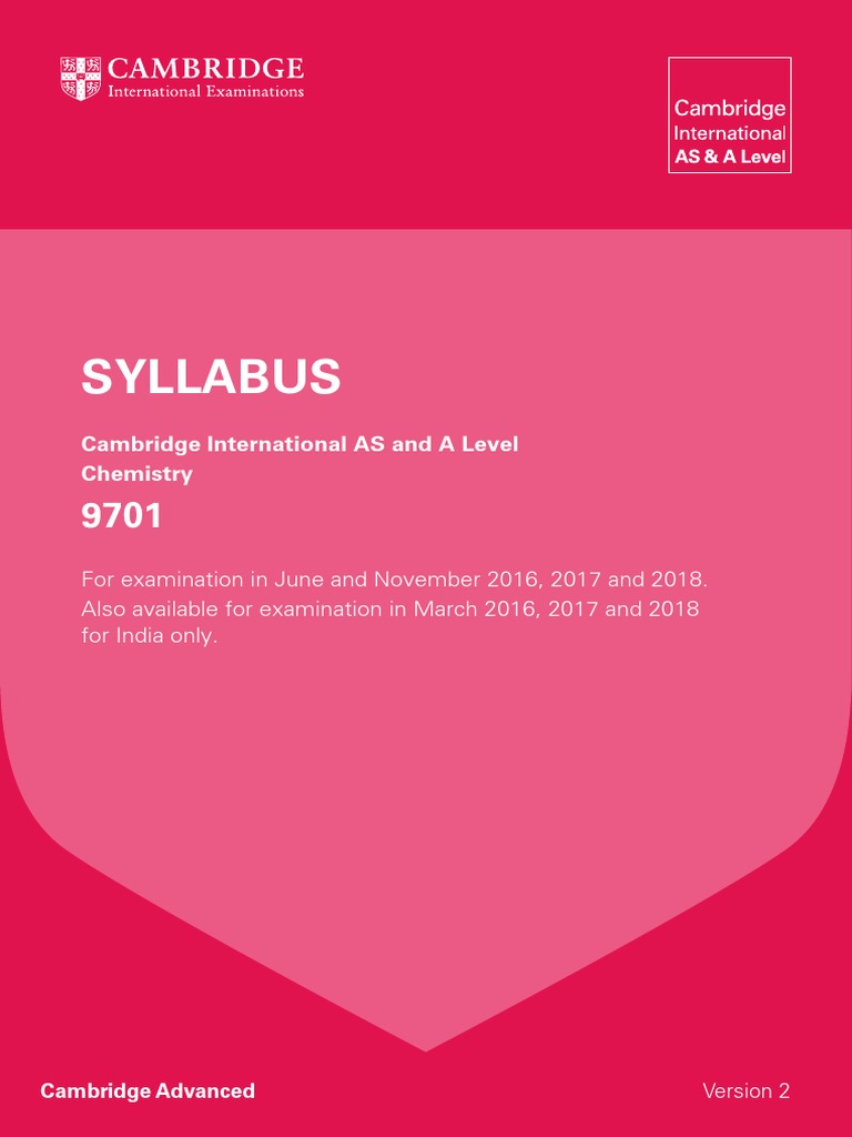 Chemistry AS Level Syllabus 2016-2018 PDF | PDF