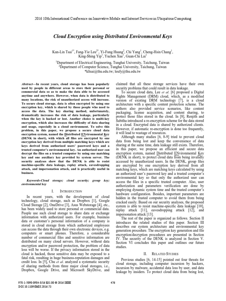 Cloud Encryption Using Distributed Environmental Keys | PDF | Key ...