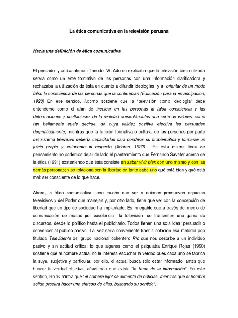 Hacia Una Definición de Ética Comunicativa | PDF | Verdad | Ideologías
