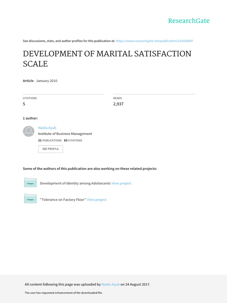 Development of Marital Satisfaction Scale ICP | PDF | Internal ...