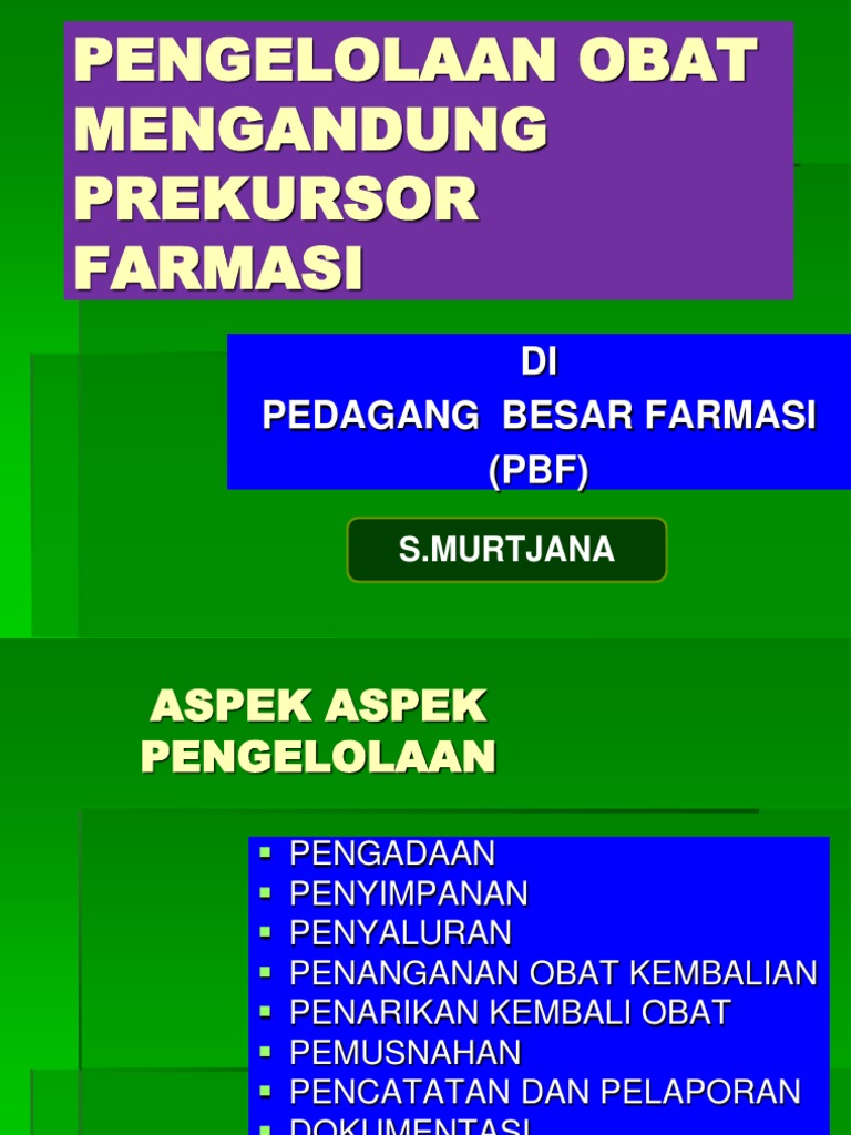 Manajemen Pengendalian Prekursor Farmasi di Pedagang Besar Farmasi | PDF