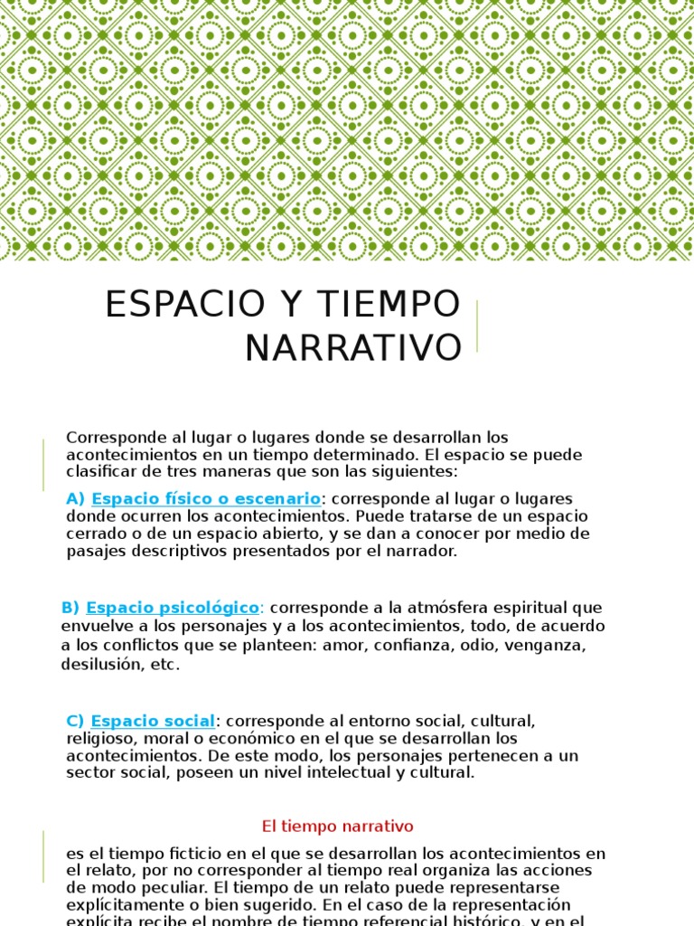 Espacio y Tiempo Narrativo | PDF | Narración | Hora