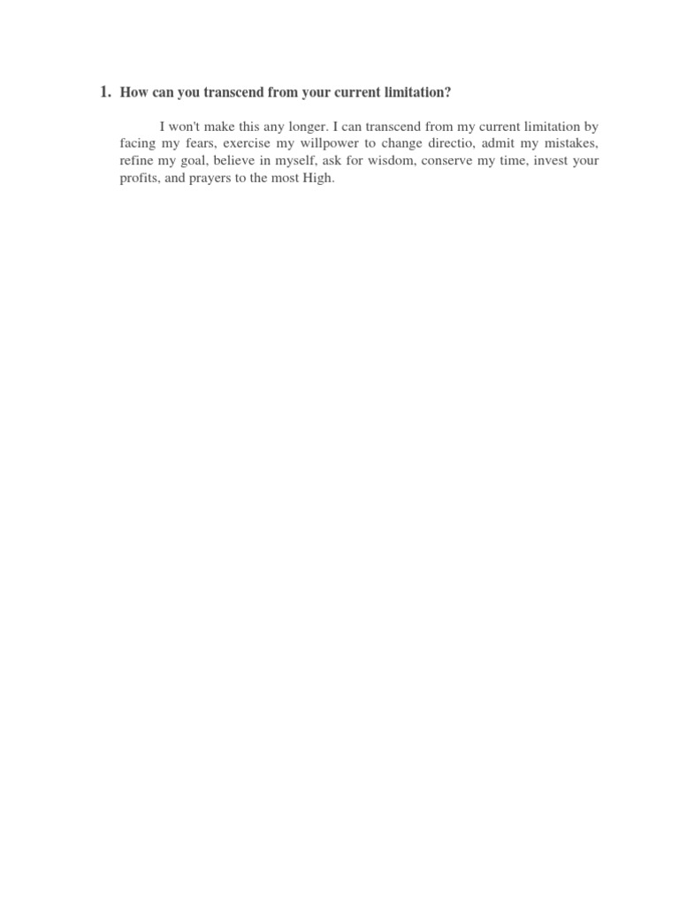 How Can You Transcend From Your Current Limitation? | PDF