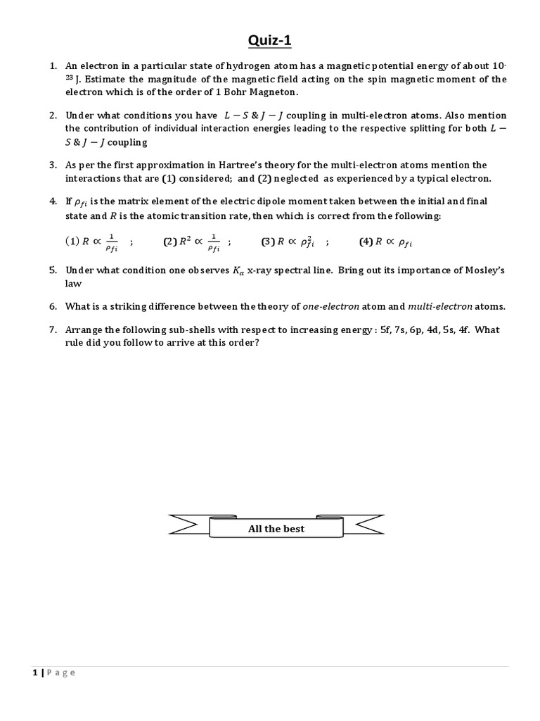 Quiz 1 | PDF | Teaching Methods & Materials | Science & Mathematics
