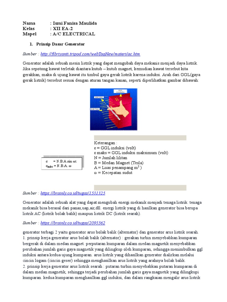 Prinsip dan Klasifikasi Generator Listrik | PDF