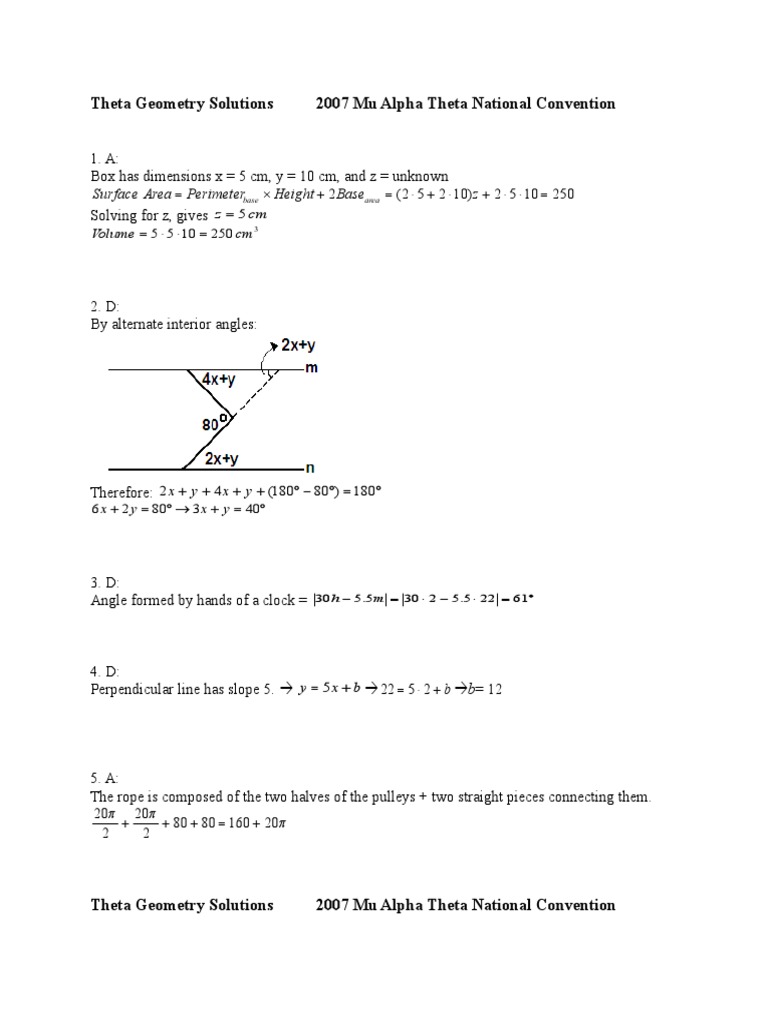 Theta Geometry Sol | PDF | Triangle | Area