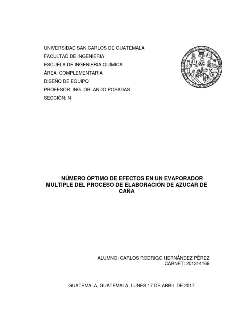 Numero de Optimo de Efectos | PDF | Evaporación | Calor
