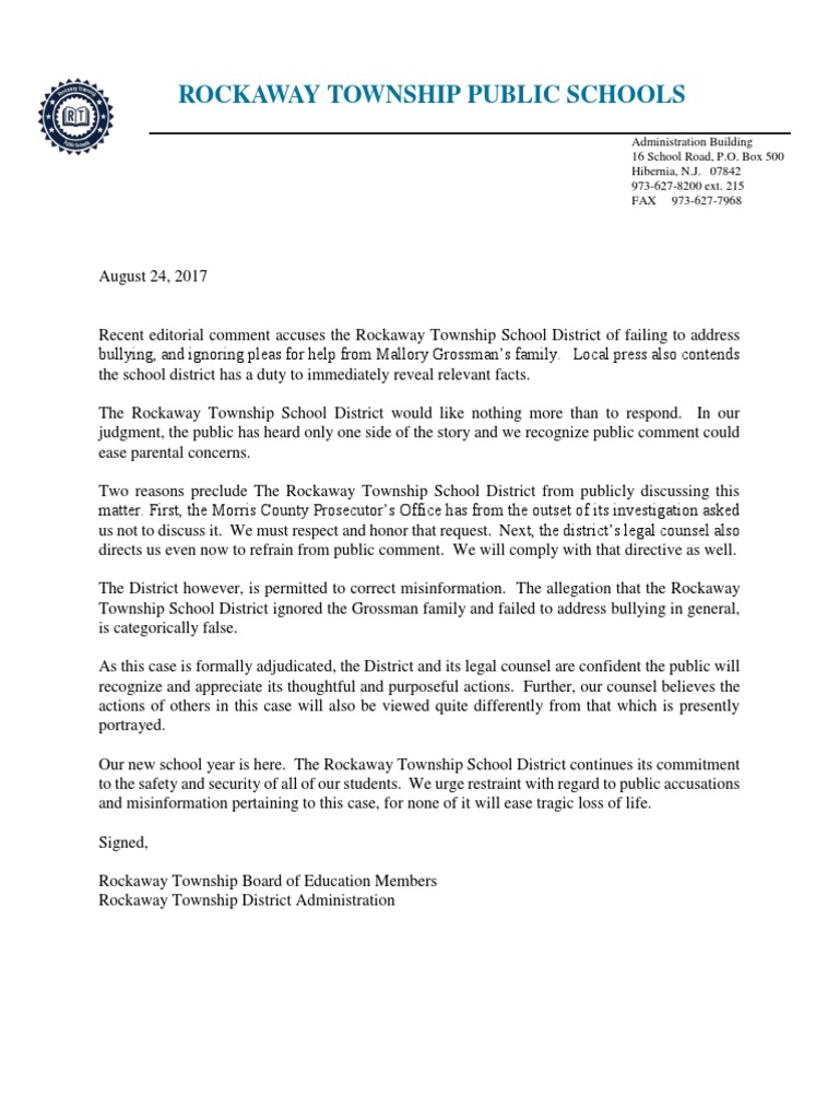 Rockaway TWP Schools Statement | PDF