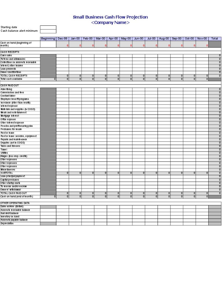 Small Business Cash Flow Projection Template | PDF | Expense | Interest