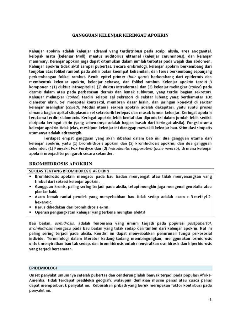 Gangguan Kelenjar Keringat Apokrin | PDF