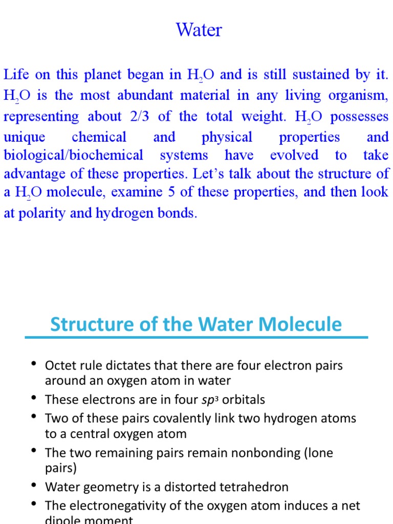 00 PP1 Properties of Water | PDF | Properties Of Water | Chemical Polarity