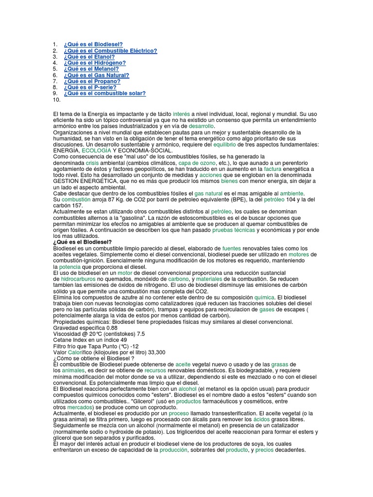 Combustibles Alternativos y Sostenibilidad | PDF | Biodiésel | Combustibles
