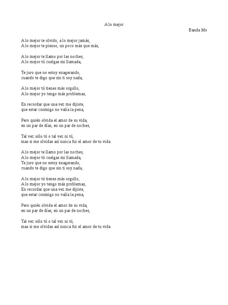 A Lo Mejor Banda Ms Pdf