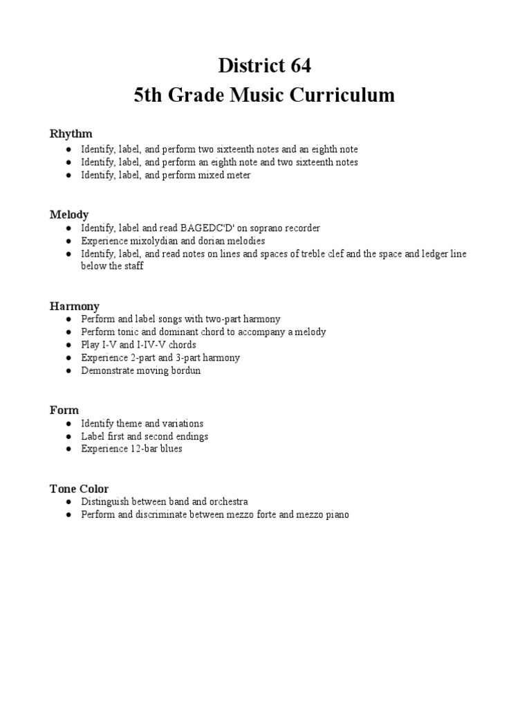5th Grade Curriculum - New | PDF
