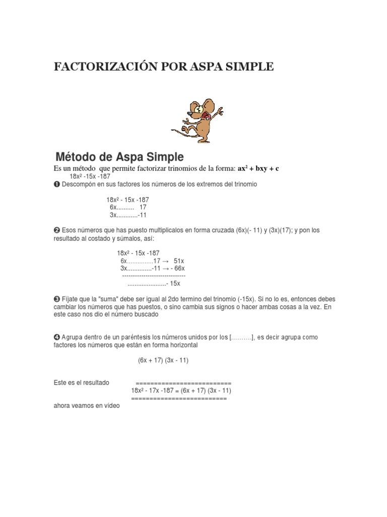 Factorización Por Aspa Simple | PDF
