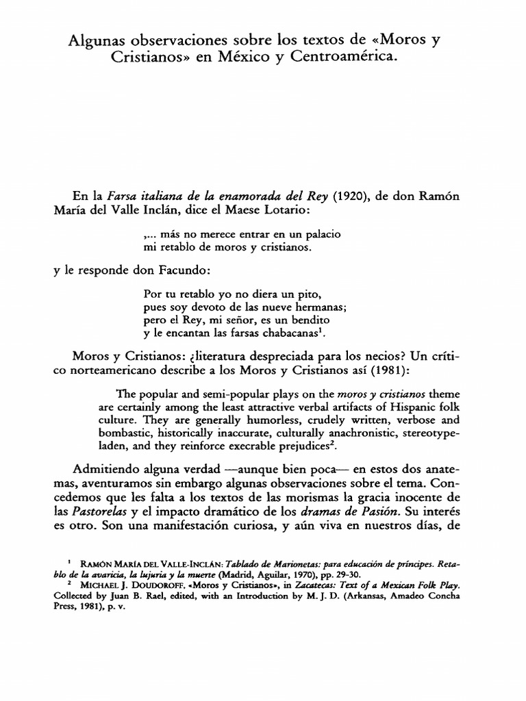 Algunas Observaciones Sobre Los Textos de Moros y Cristianos en Mexico ...