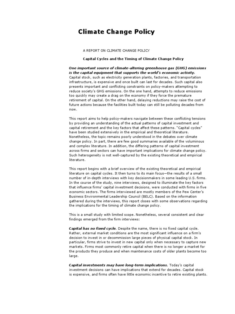 Climate Change Policy | PDF | Greenhouse Gas | Air Pollution