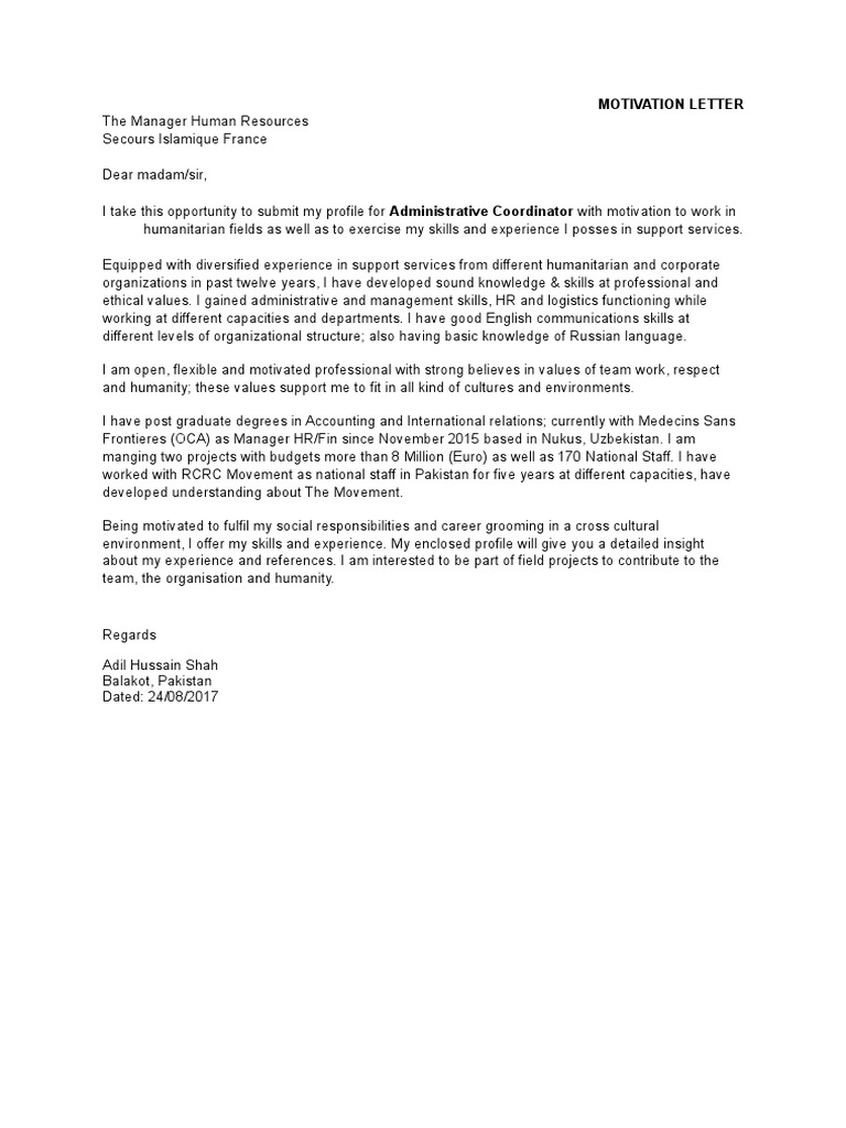 Motivation Letter | PDF