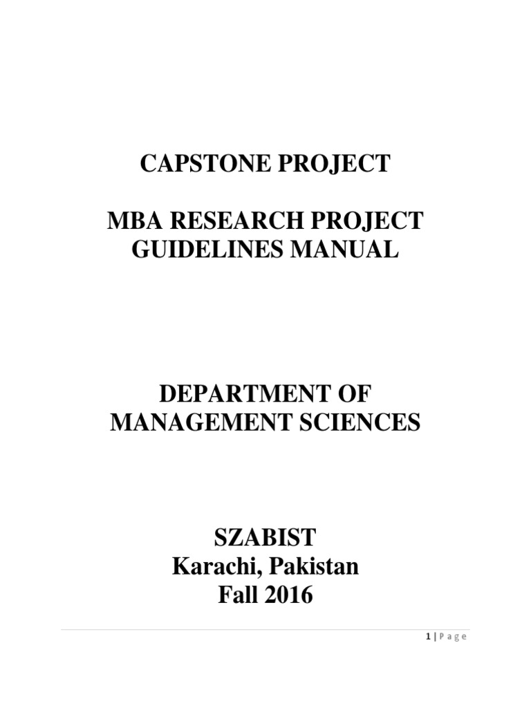 Capstone Project Mba Research Project Guidelines Manual | PDF ...