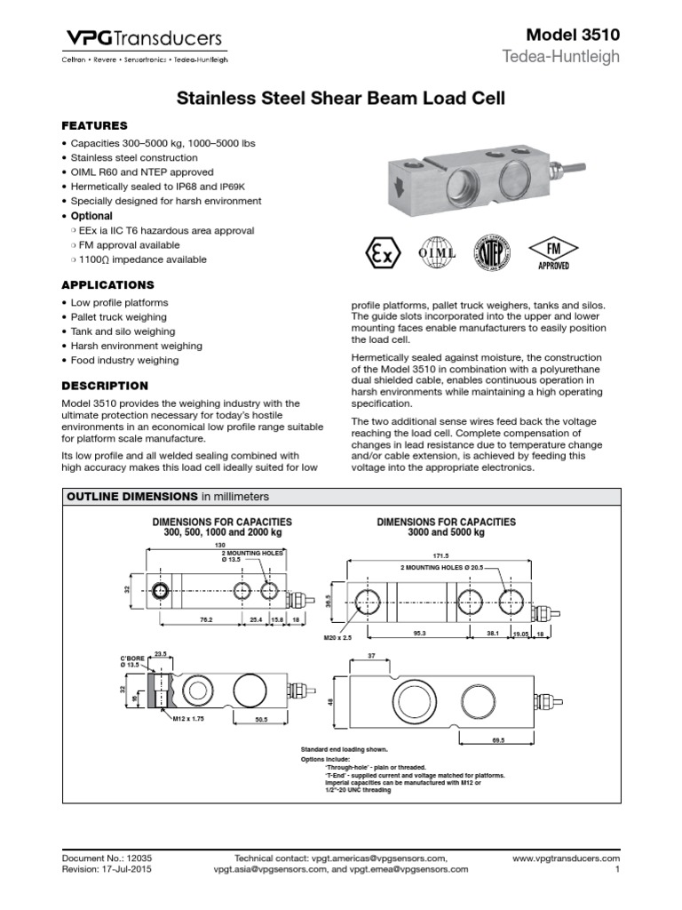 Shear Beam Load Cell - Model#3510 PDF | PDF | License | Intellectual ...