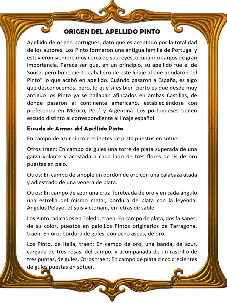 Origen Del Apellido Pinto | PDF