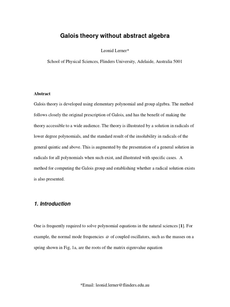 Galois Theory Without Abstract Algebra PDF | PDF | Group (Mathematics ...