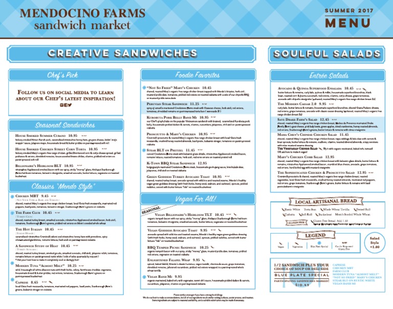 Mendocino Farms Menu | PDF | Pickling | Salad