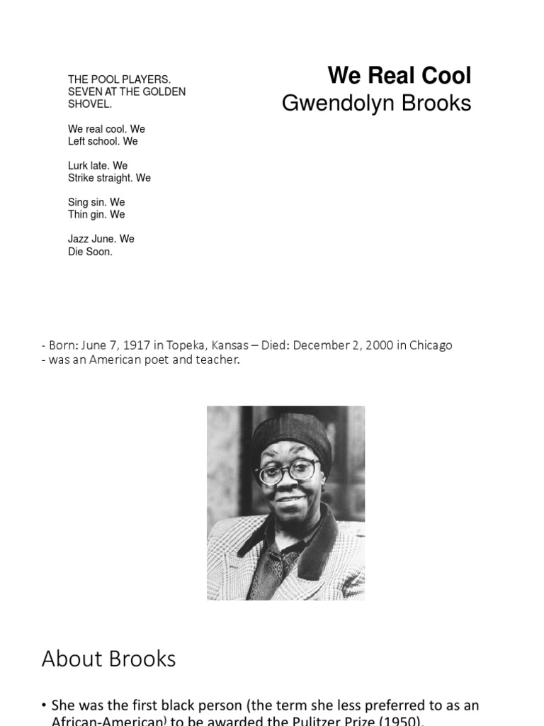 We Real Cool: Gwendolyn Brooks | PDF | Art