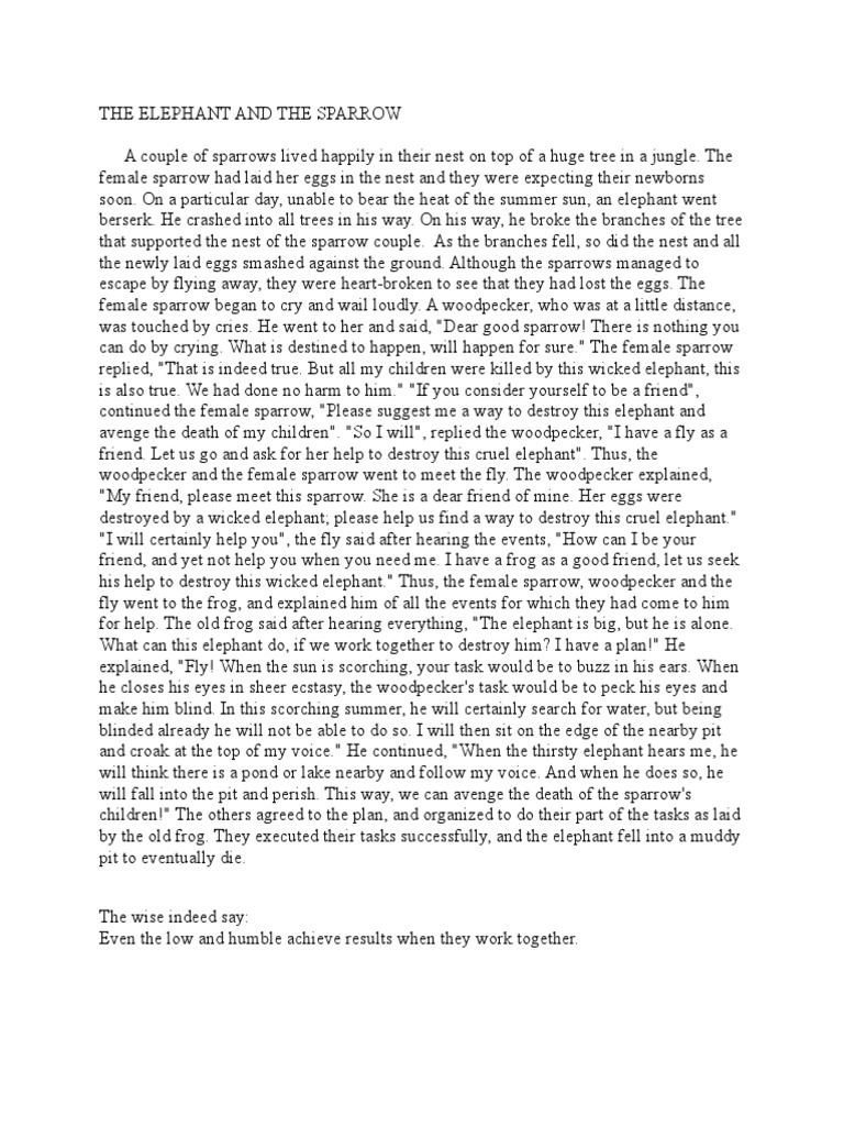 The Elephant and the Sparrow Story | PDF | Sita | Rama