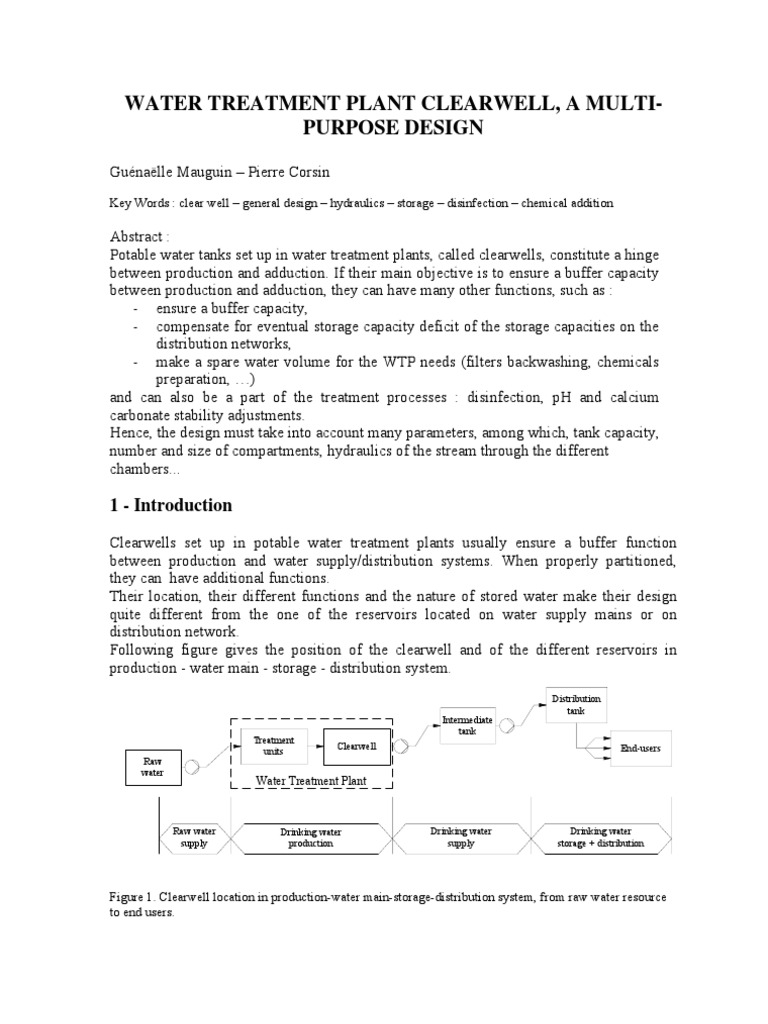 Water Treatment Plant Clearwell, A Multi-Purpose Design: 1 ...