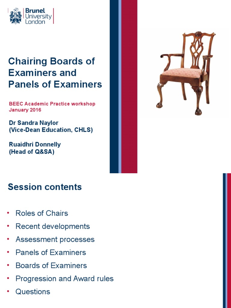 Briefing Chairs Panels Boards Examiners Jan16 | PDF | Grading ...