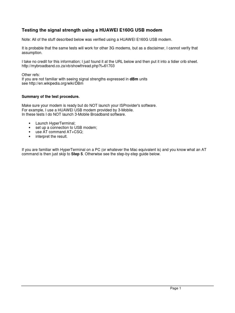 3G Modem Testing Signal Strength | PDF | Modem | Telecommunications