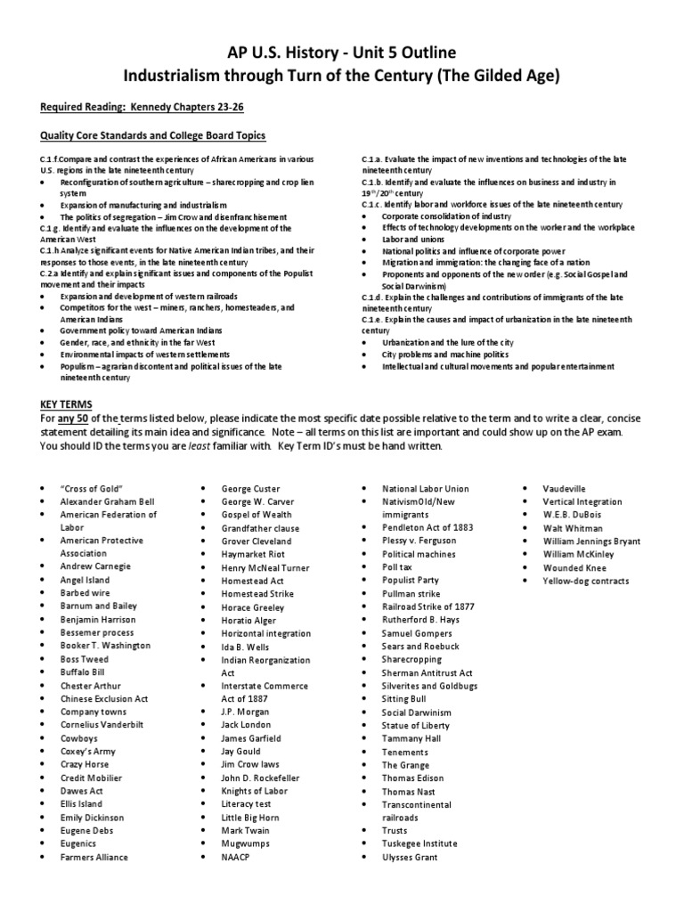 Ap Unit 5 Outline | PDF | People's Party (United States) | The United ...