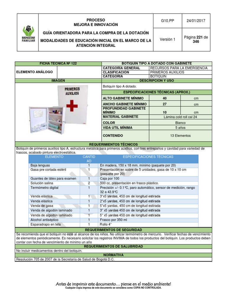 contenido botiquin | Primeros auxilios | Bienestar