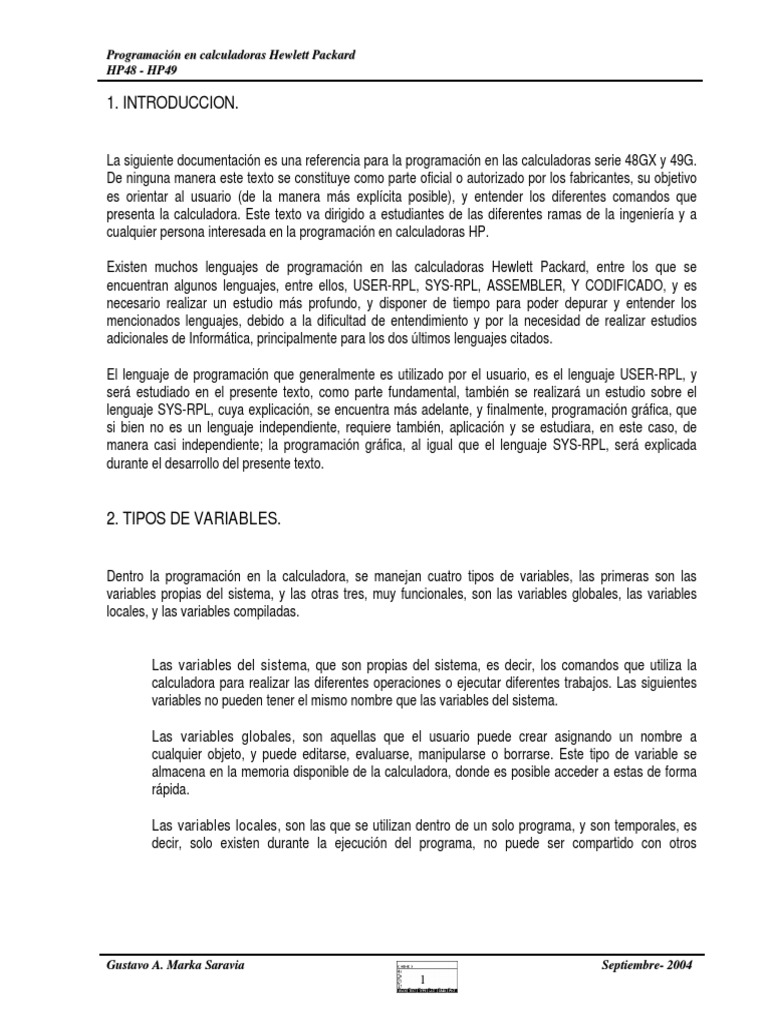 Programacion HP 50g Ok PDF | PDF | Lenguaje de programación | Programa ...