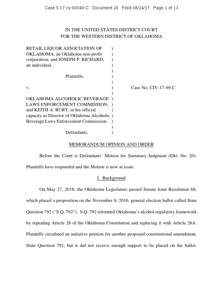 Memorandum and Order Granting MSJ | PDF | Summary Judgment | United ...
