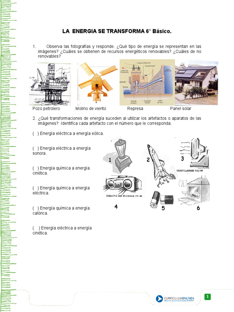 Guia 6 Año La Energia Se Transforma | PDF
