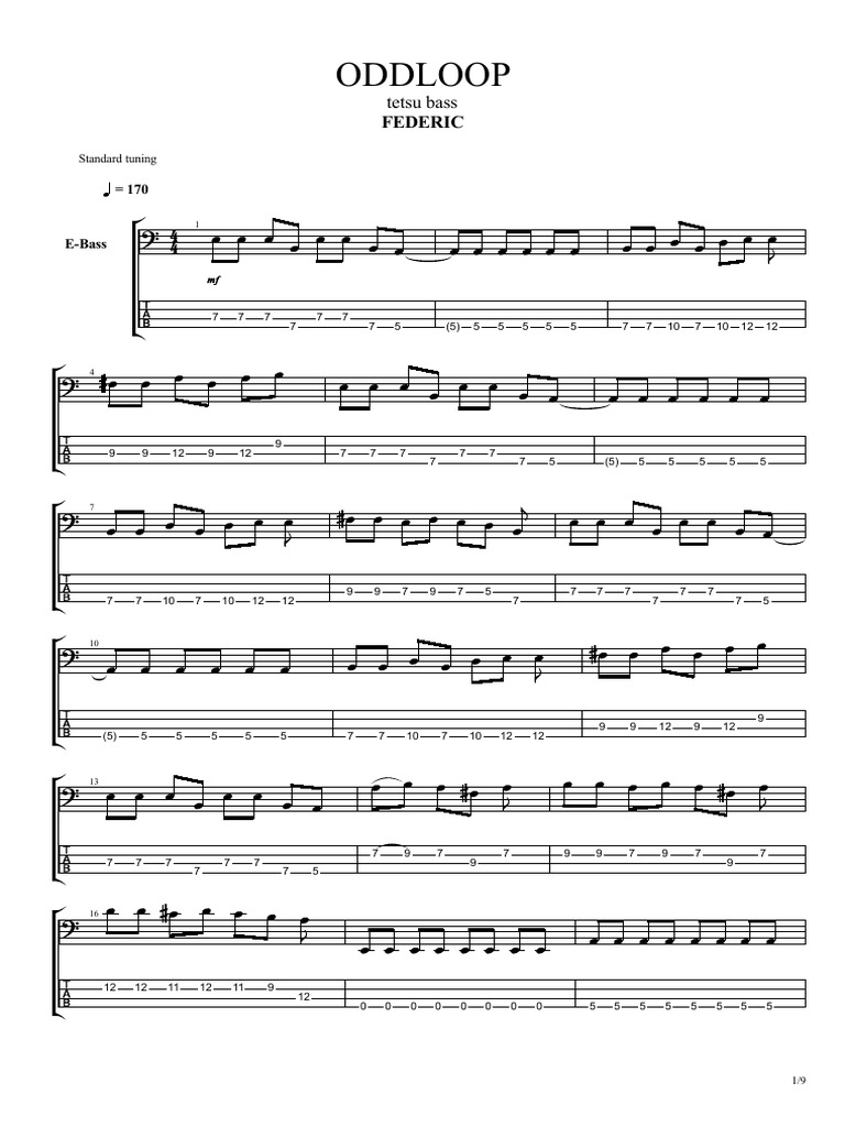 Bass Tab Oddloop | PDF | Musical Instruments