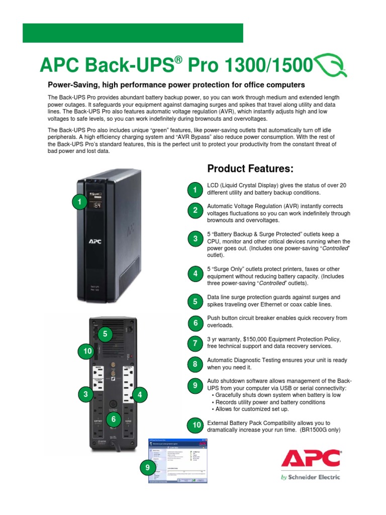 Apc-br1500g Specsheet En | Mains Electricity | Manufactured Goods