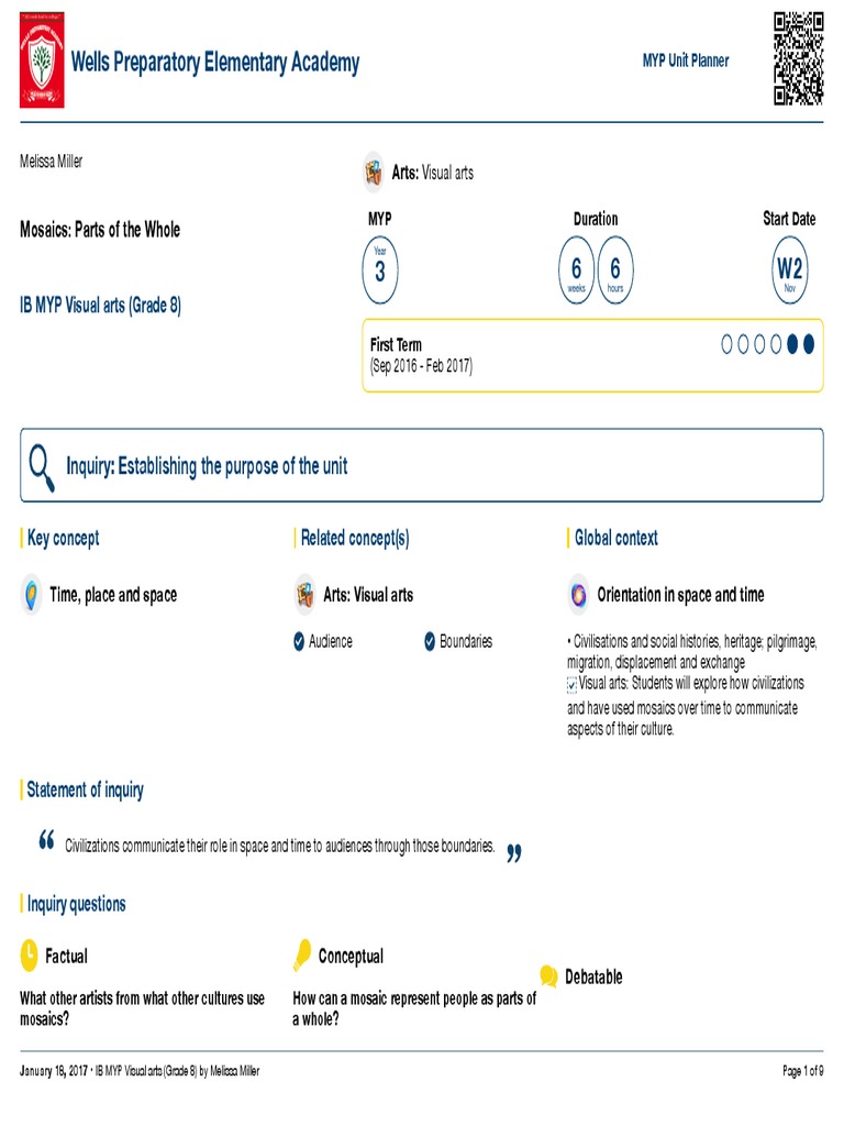 Mosaics - Parts of The Whole Unit Plan | PDF | Information ...