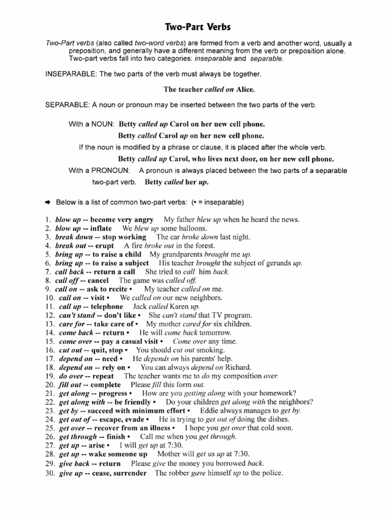 Two-Part Verbs PDF | PDF