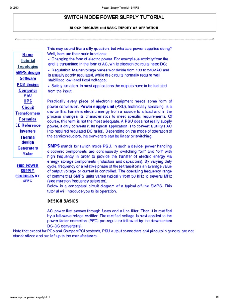 Power Supply Tutorial - SMPS PDF | PDF