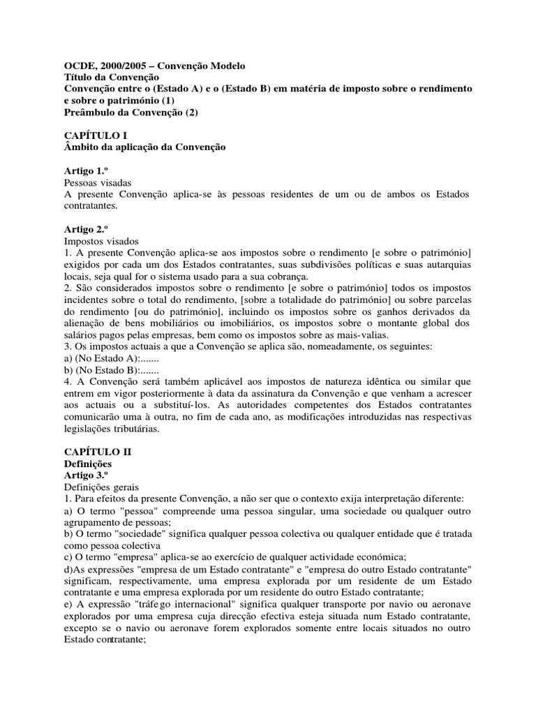 Convenção Modelo OCDE sobre Tributação | PDF
