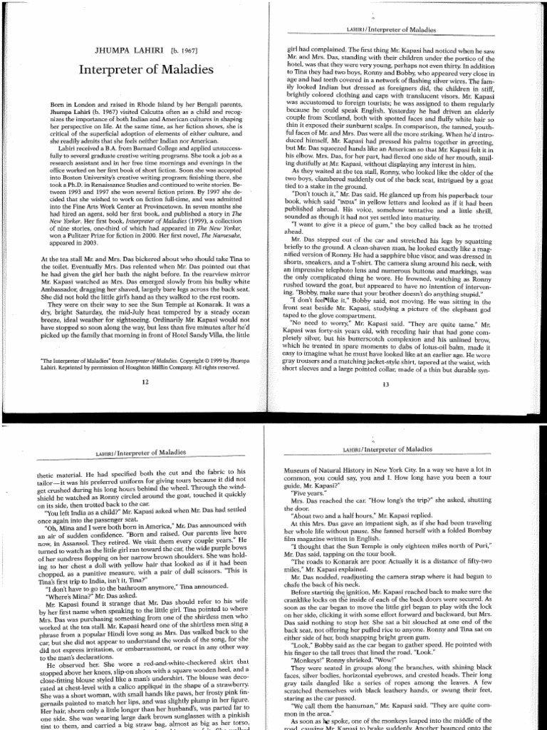 Interpreter of Maladies Text PDF | PDF