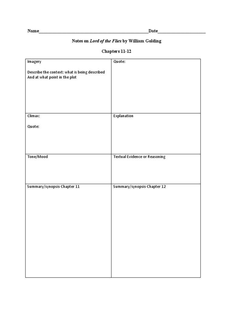 Lotf Note-Taking CH 11-12 PDF | PDF