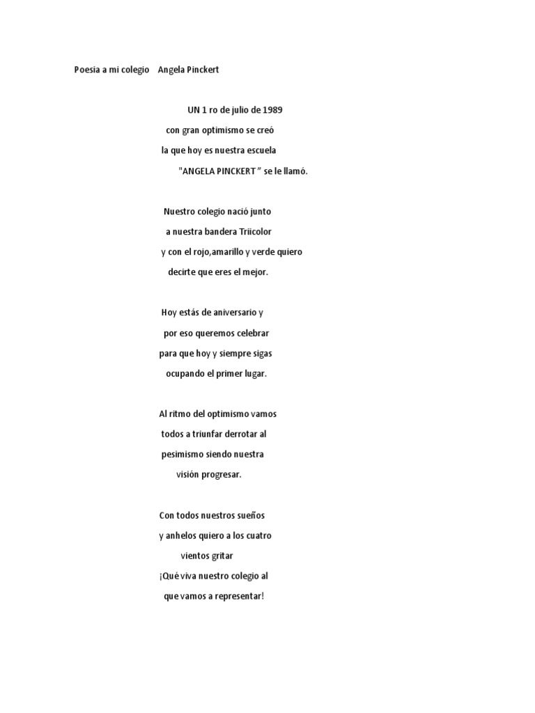 Poesia A Mi Colegio Angela Pinckert | PDF