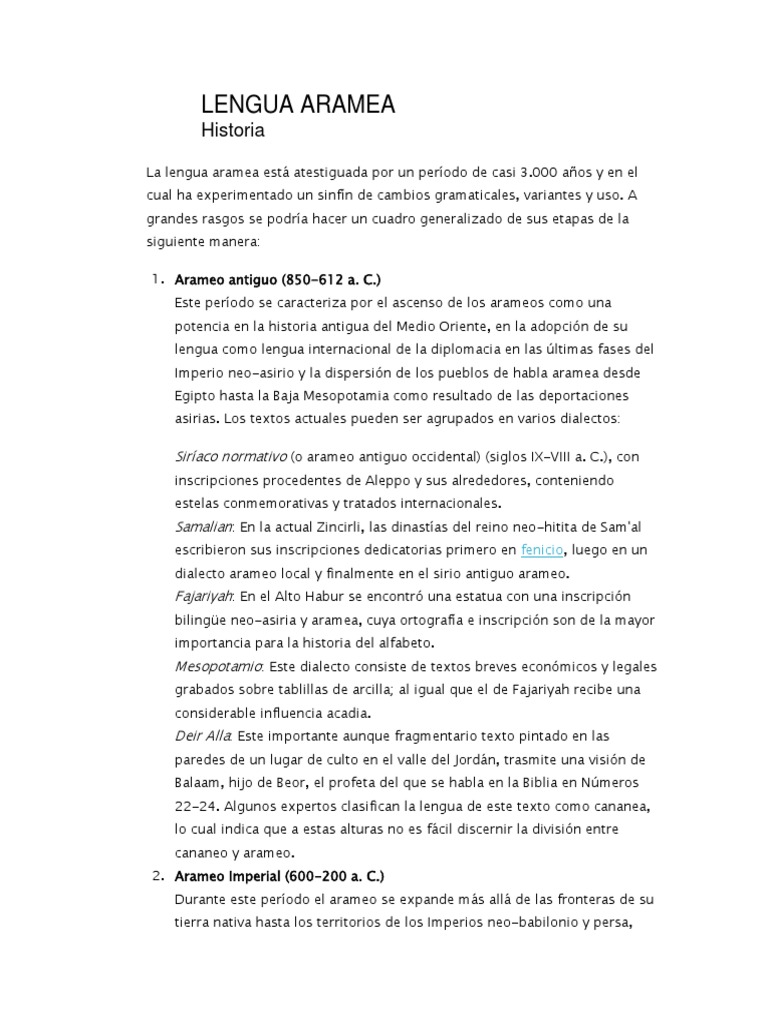 Informacion Historica de La Lengua Aramea | PDF | Religión y creencia ...