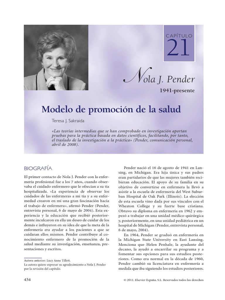 Teorc3ada Nola J Pender Modelo de La Promocic3b3n de La Salud | PDF ...