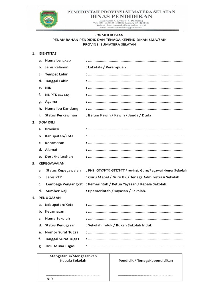 Formulir Penambahan GTK | PDF