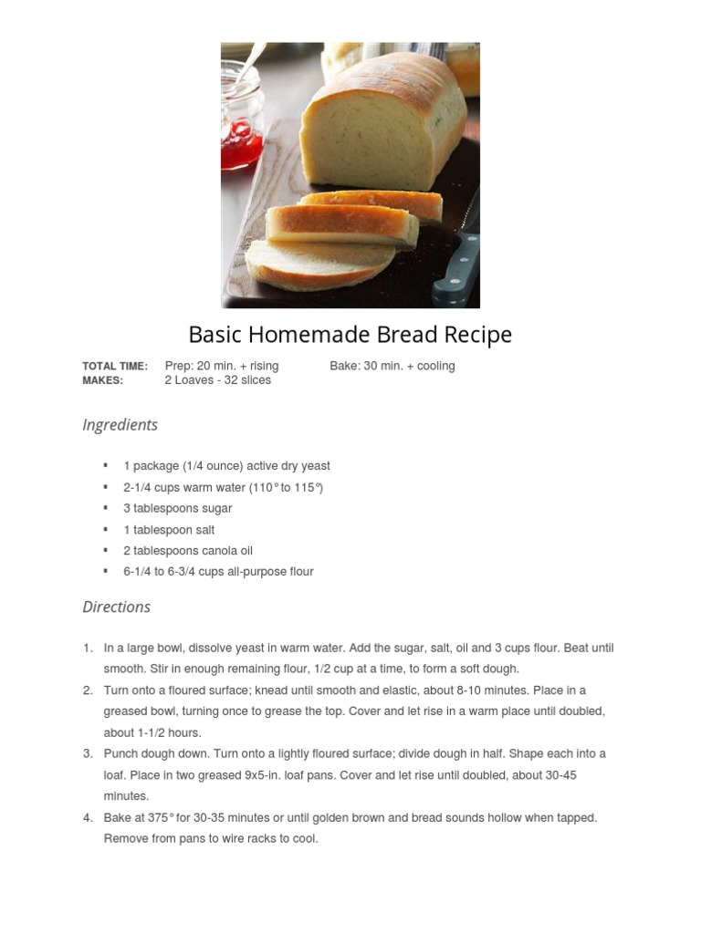 Basic Homemade Bread | PDF